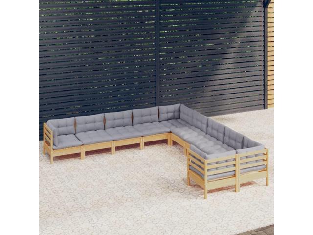 Click here for vidaXL Garden Lounge Set Grey Solid pinewood  fabr... prices