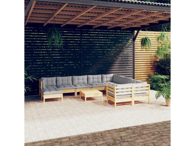 Click here for vidaXL Garden Lounge Set Grey  Pine Solid pine woo... prices