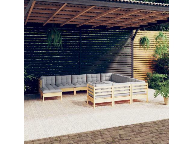 Click here for vidaXL Garden Lounge Set Grey Solid pinewood  fabr... prices