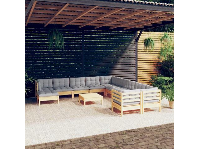 Click here for vidaXL Garden Lounge Set Grey Solid Pine Wood Larg... prices