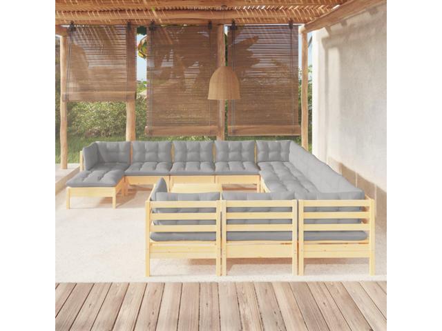 Click here for vidaXL Garden Lounge Set Gray  Natural Wood Solid... prices