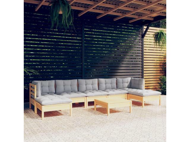 Click here for vidaXL Garden Lounge Set Grey Solid pinewood  fabr... prices