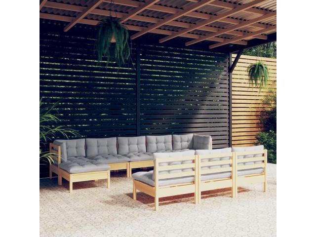 Click here for vidaXL Garden Lounge Set Grey Solid pinewood  fabr... prices