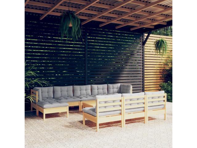 Click here for vidaXL Garden Lounge Set Grey Solid Pinewood  Poly... prices