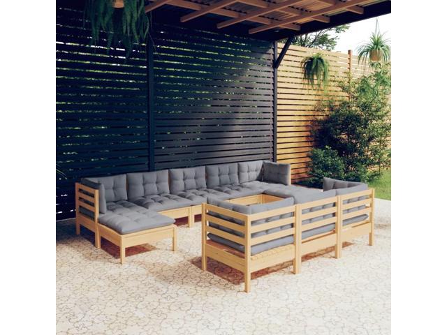 Click here for vidaXL Garden Lounge Set Gray Solid pinewood  fabr... prices