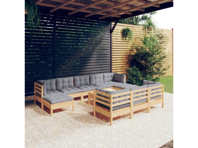 Click here for vidaXL Garden Lounge Set Grey Solid pinewood  fabr... prices