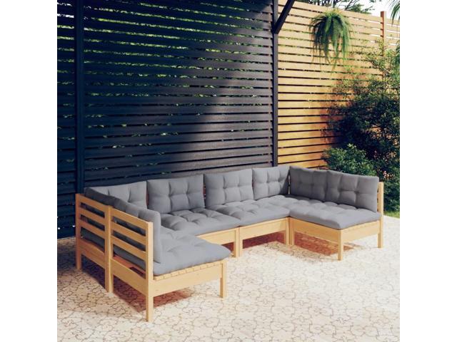 Click here for vidaXL Garden Lounge Set Grey Solid pinewood  fabr... prices