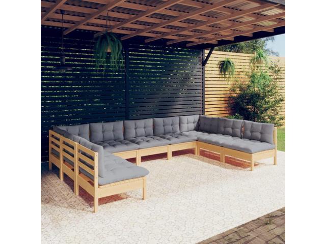 Click here for vidaXL Garden Lounge Set Grey Solid pine wood  fab... prices