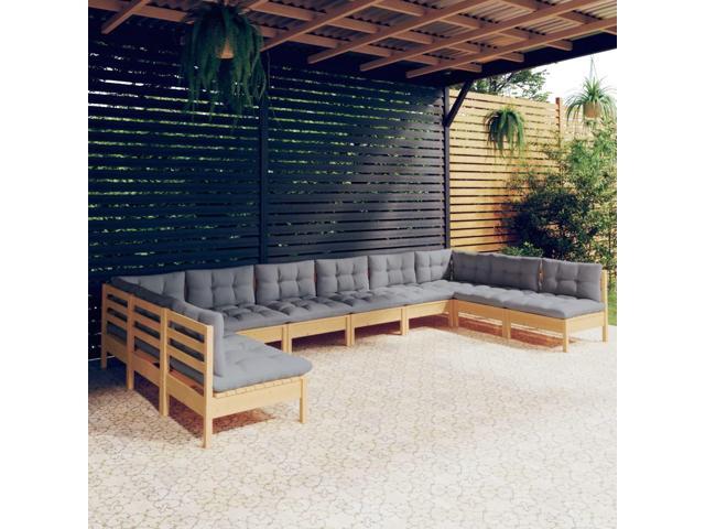 Click here for vidaXL Garden Lounge Set Grey Solid pinewood  fabr... prices