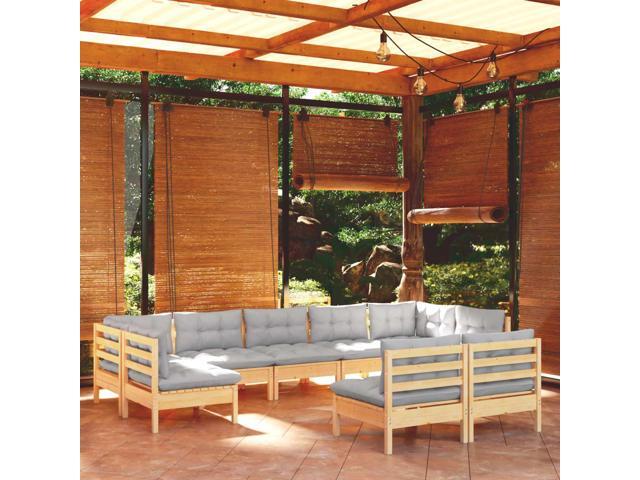 Click here for vidaXL Garden Lounge Set Grey Solid pinewood  fabr... prices