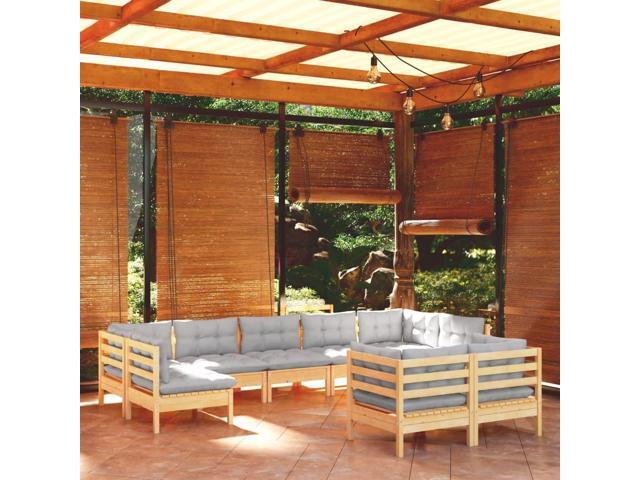 Click here for vidaXL Garden Lounge Set Gray Solid pine wood  fab... prices