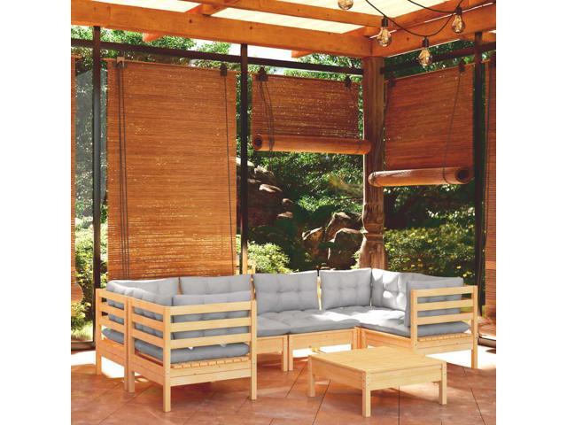 Click here for vidaXL Garden Lounge Set Grey Solid pinewood  fabr... prices