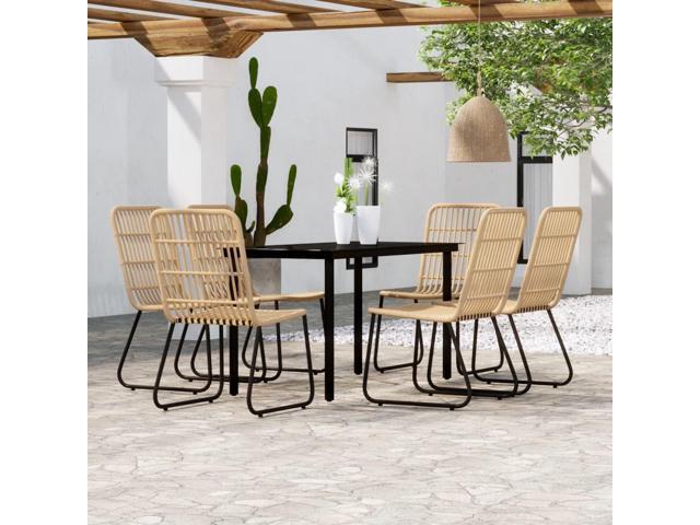 Click here for vidaXL Dining Set Oak and Black PE Rattan  Powder-... prices