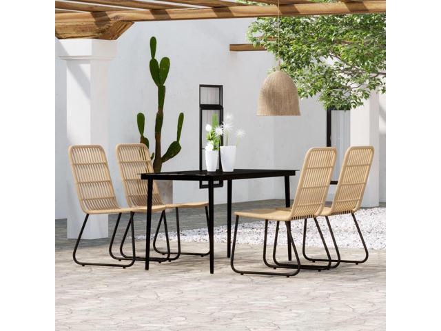 Click here for vidaXL Dining Set Oak and black PE rattan  powder-... prices