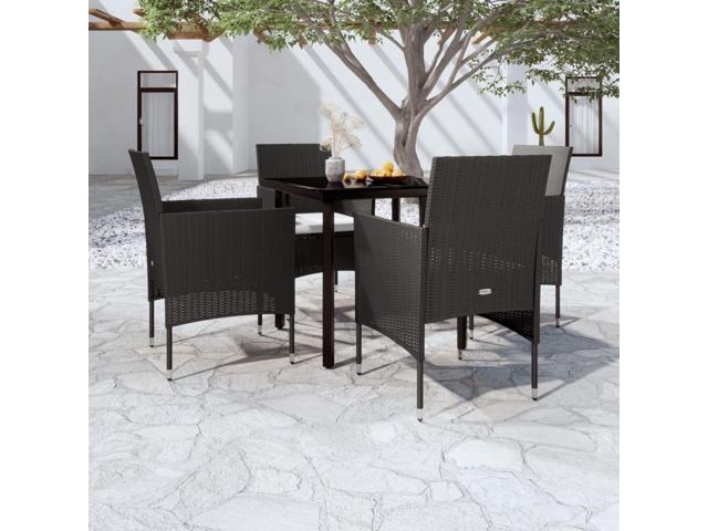 Click here for vidaXL Garden Dining Set Black PE rattan  powder-c... prices
