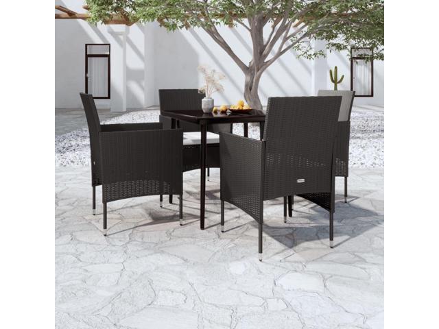 Click here for vidaXL Garden Dining Set Black PE rattan 5 Piece S... prices