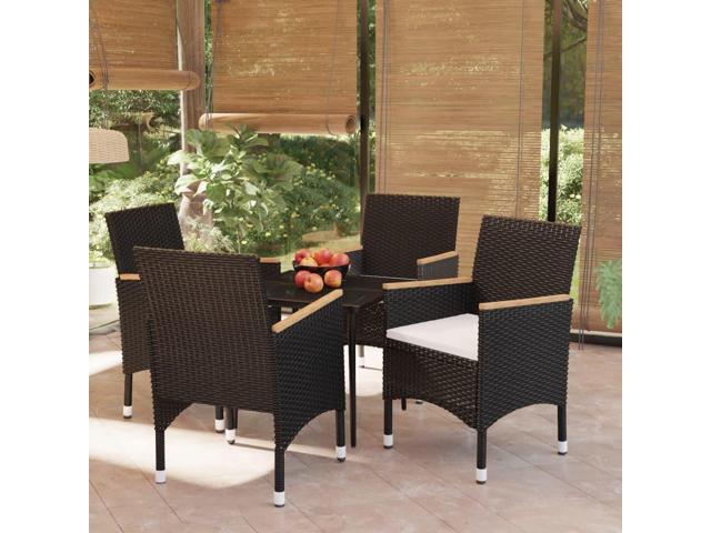 Click here for vidaXL Garden Dining Set Black PE Rattan Medium Ga... prices