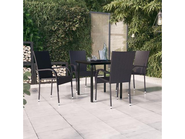 Click here for vidaXL Garden Dining Set Black PE rattan  powder-c... prices