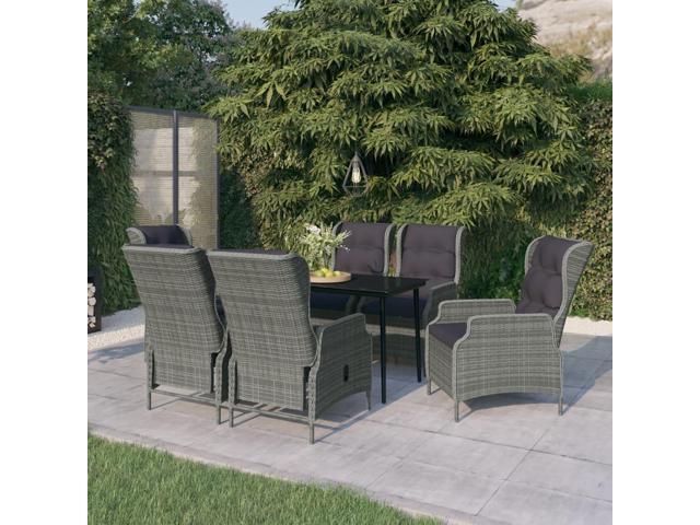 Click here for vidaXL Garden Dining Set Light grey  Black prices