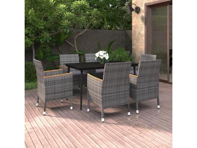 Click here for vidaXL Garden Dining Set Poly rattan: Grey  Cushio... prices