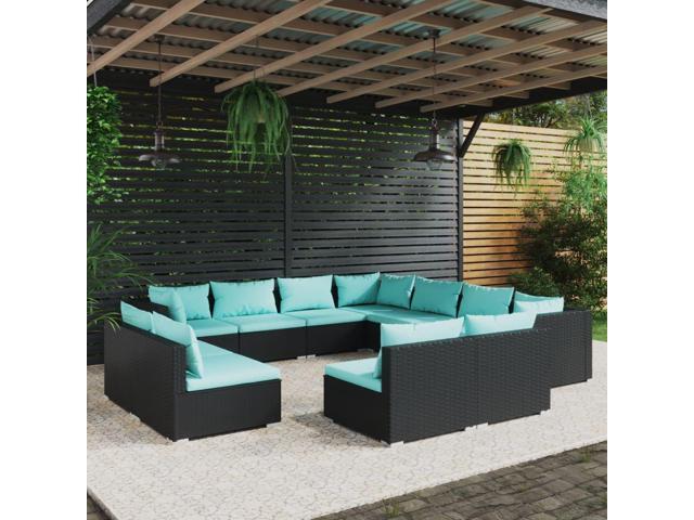 Click here for vidaXL Garden Lounge Set Black and Water Blue prices