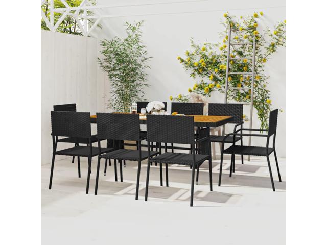 Click here for vidaXL Outdoor Dining Set Black PE Rattan  Steel... prices