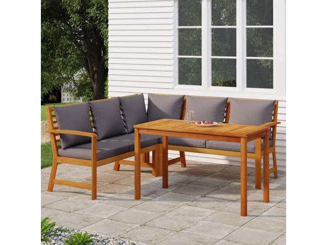 Click here for vidaXL Patio Dining Set Natural wood & Dark Grey prices