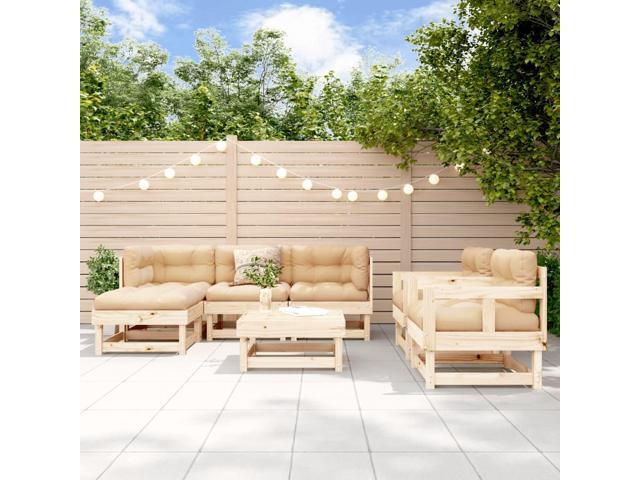 Click here for vidaXL Garden Lounge Set Beige Cushions on Pine Fr... prices