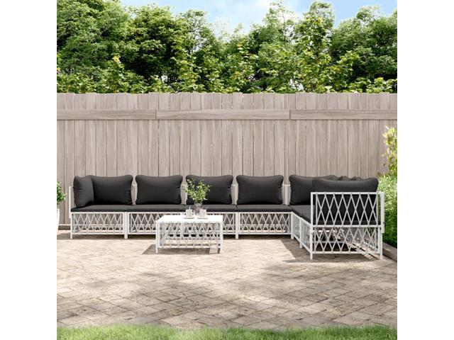 Click here for vidaXL Patio Lounge Set White Woven fabric  powder... prices