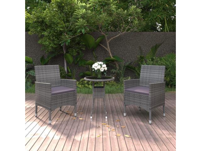 Click here for vidaXL Garden Dining Set Gray Poly rattan Compact... prices