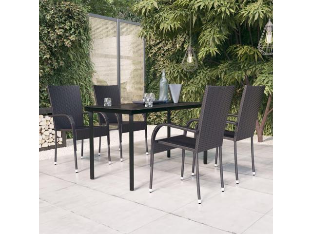 Click here for vidaXL Garden Dining Set Black PE rattan  powder-c... prices
