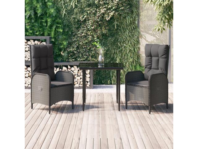 Click here for vidaXL Patio Dining Set Black PE Rattan Medium Adj... prices