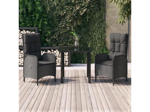 Click here for vidaXL Patio Dining Set Black Poly Rattan 3 Piece... prices