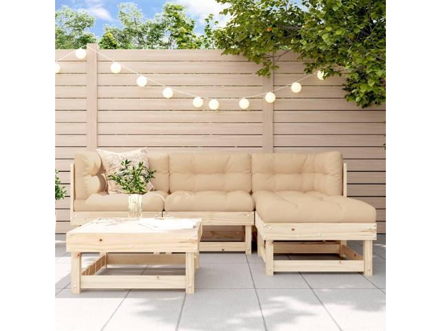 Click here for vidaXL Garden Lounge Set Beige  natural wood prices
