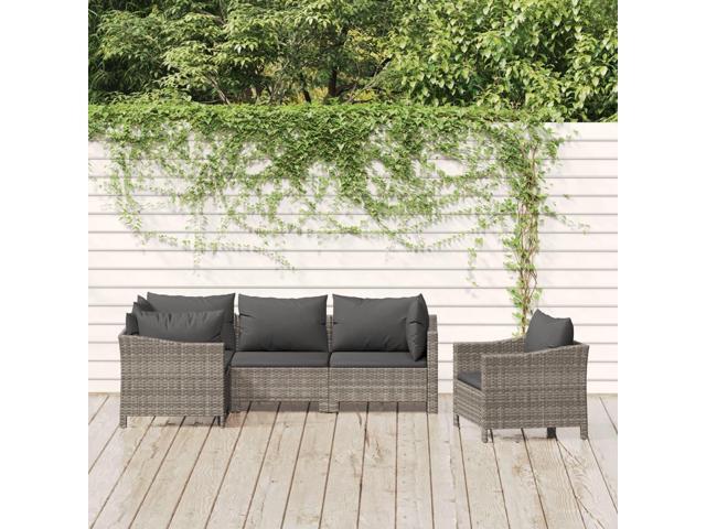Click here for vidaXL Garden Lounge Set Grey PE rattan  powder-co... prices
