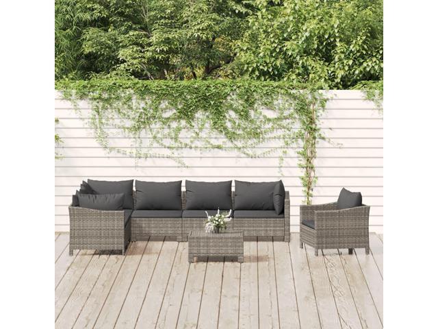 Click here for vidaXL Garden Lounge Set Grey PE Rattan Large Modu... prices