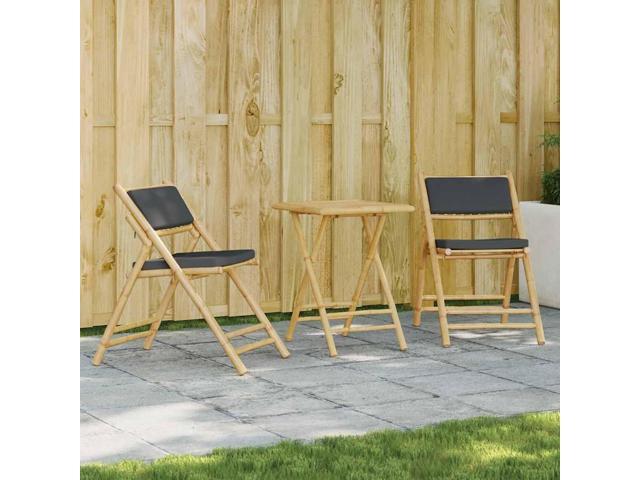 Click here for vidaXL Bistro Set Dark Grey  Natural Bamboo Bamboo... prices