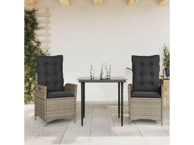 Click here for vidaXL Garden Dining Set Grey PE rattan Medium Adj... prices
