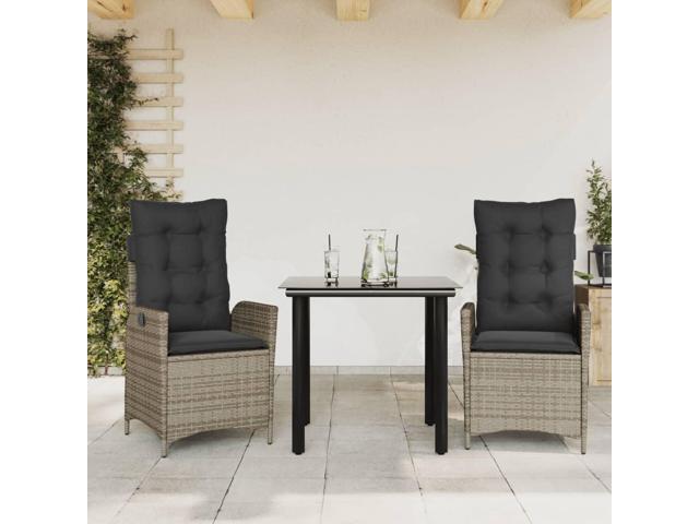 Click here for vidaXL Garden Dining Set Grey PE rattan Standard A... prices