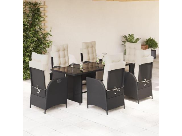 Click here for vidaXL Garden Dining Set Black chairs  cream white... prices