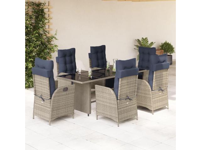 Click here for vidaXL Garden Dining Set Grey Poly Rattan Standard... prices