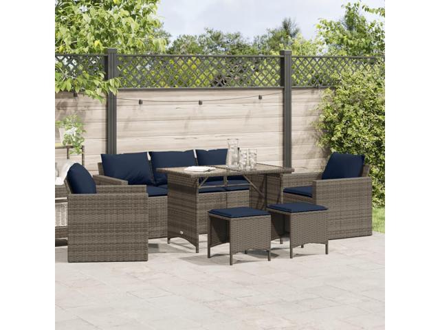 Click here for vidaXL Patio Sofa Set Set of 6 Gray PE rattan Larg... prices