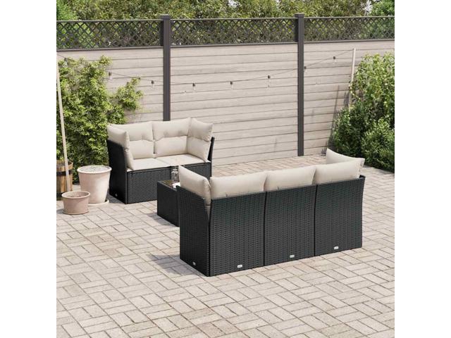 Click here for vidaXL Garden Sofa Set Black PE rattan Modular UV-... prices