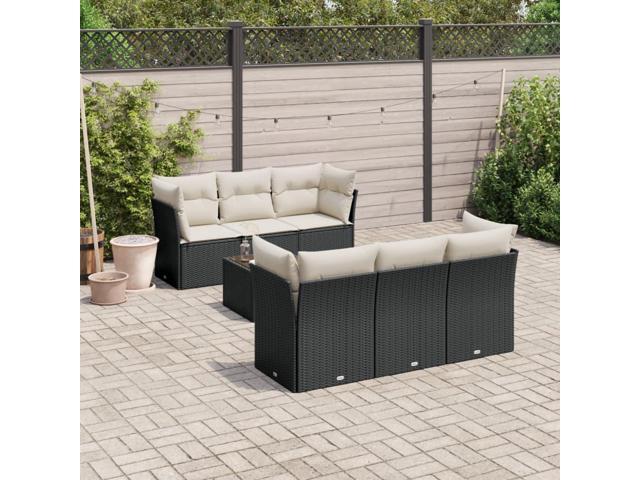 Click here for vidaXL Garden Sofa Set Black with Cream White Cush... prices