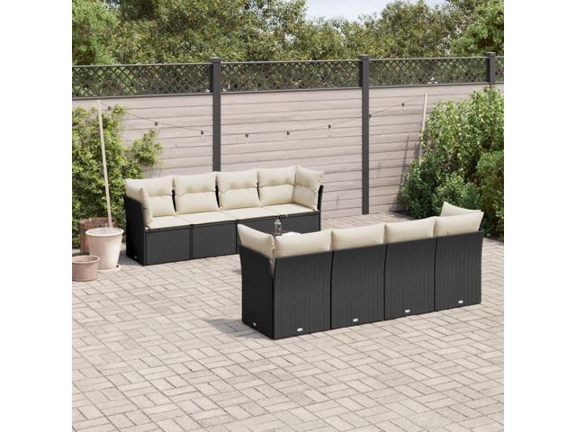 Click here for vidaXL Garden Sofa Set Black  Cream White PE ratta... prices