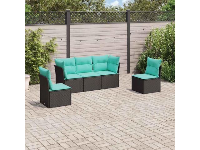 Click here for vidaXL Garden Sofa Set Black PE rattan 5 Piece Mod... prices