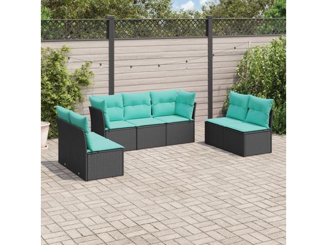 Click here for vidaXL Garden Sofa Set Black  Blue PE rattan  powd... prices