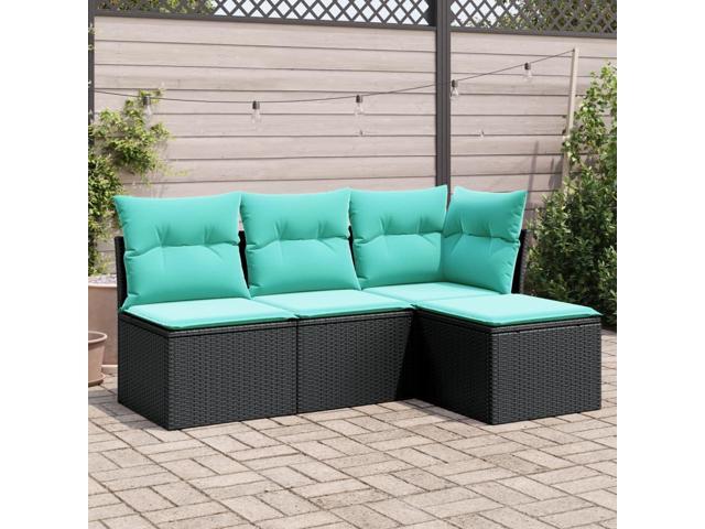 Click here for vidaXL Garden Sofa Set Black and Blue PE Rattan  P... prices