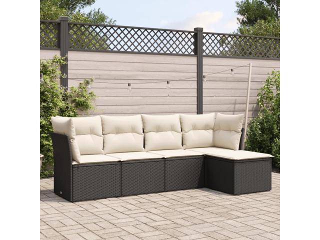 Click here for vidaXL Garden Sofa Set Black PE rattan 5 Piece Adj... prices