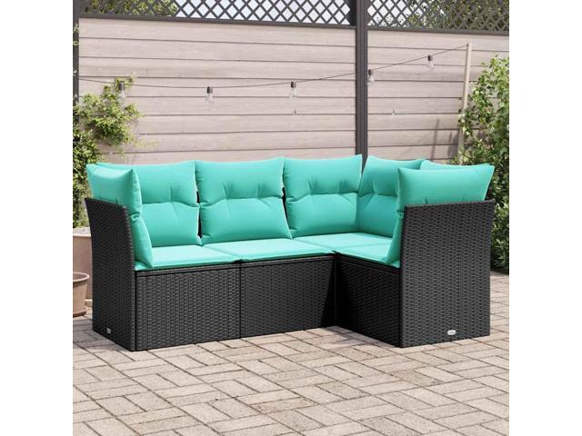 Click here for vidaXL Garden Sofa Set Black PE rattan Medium Modu... prices